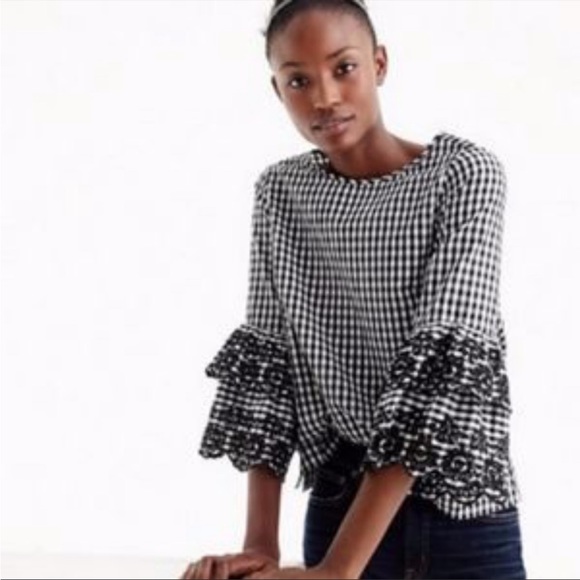 J. Crew | Tops | J Crew Gingham Peplum Blouse | Poshmark